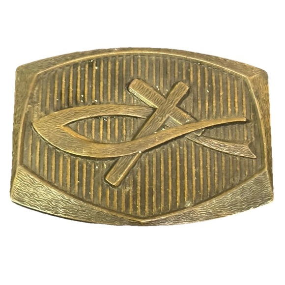 Insignia | Accessories | Vintage 976 Brass Ichthys Jesus Fish Cross ...